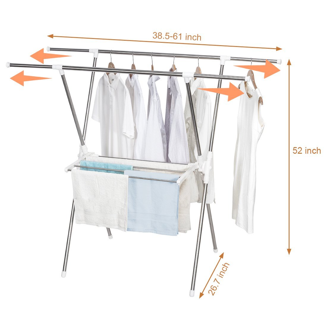 STORAGE MANIAC Expandable Clothes Drying Rack Heavy Duty Stainless Ste ...